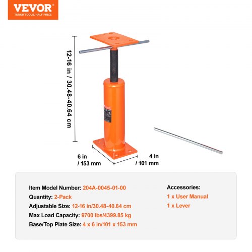 VEVOR 2PCS Adjustable Floor Jack Post House Floor Leveling Lift 12"-16 ...