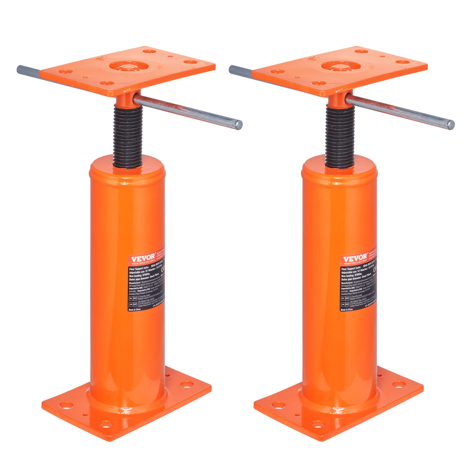 VEVOR House Floor Jacks, 2 Pack, 12"-16" Height Range, 9700 lbs Max ...