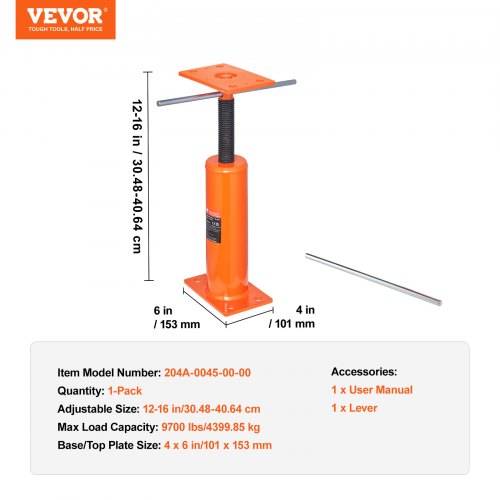 VEVOR Adjustable Floor Jack Post House Floor Leveling Lift 12"-16 ...