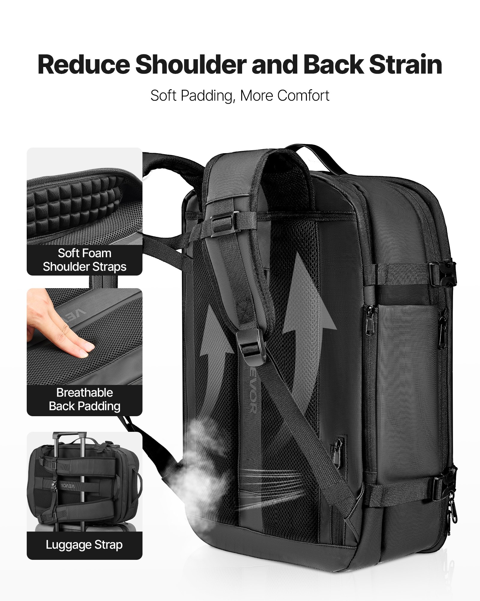 VEVOR Vacuum Backpack For Travel – 65L, TSA Lock, Pump