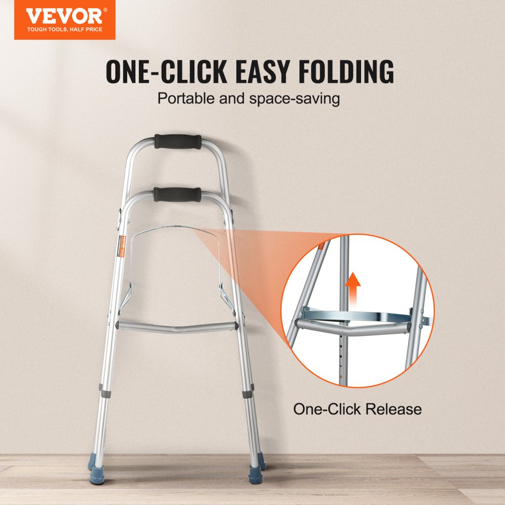 VEVOR Folding Hemi Walker, One Arm Folding Walker for Seniors with 6 ...