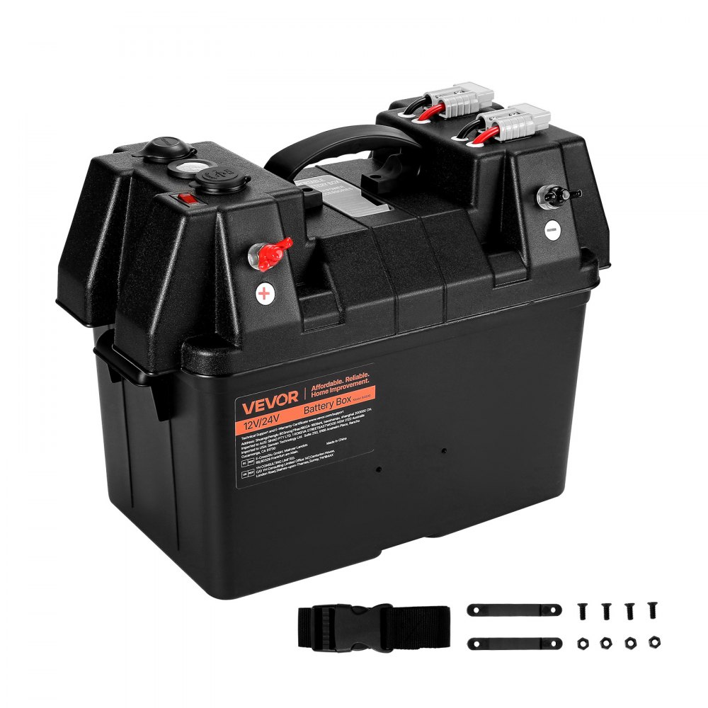 VEVOR Battery Box, Group 24/31 Trolling Motor Battery Box, 12V/24V ...
