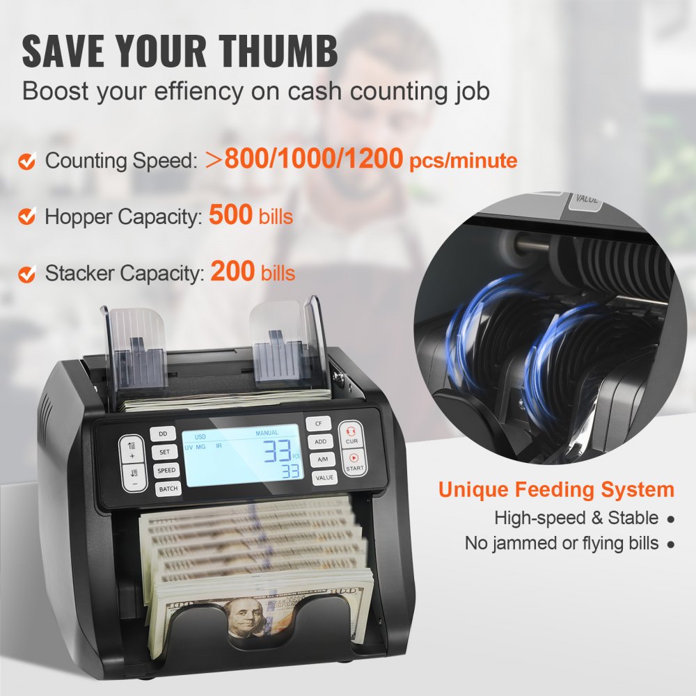 VEVOR Money Counter Machine, Bill Counter with UV, MG, IR and DD ...