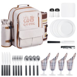 VEVOR Picnic Backpack, Beach Picnic Backpack Bag for 4 Person with ...