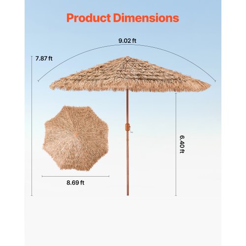 Tiki Umbrella Thatched Patio Umbrella 9 ft Poolside Patio Beach ...