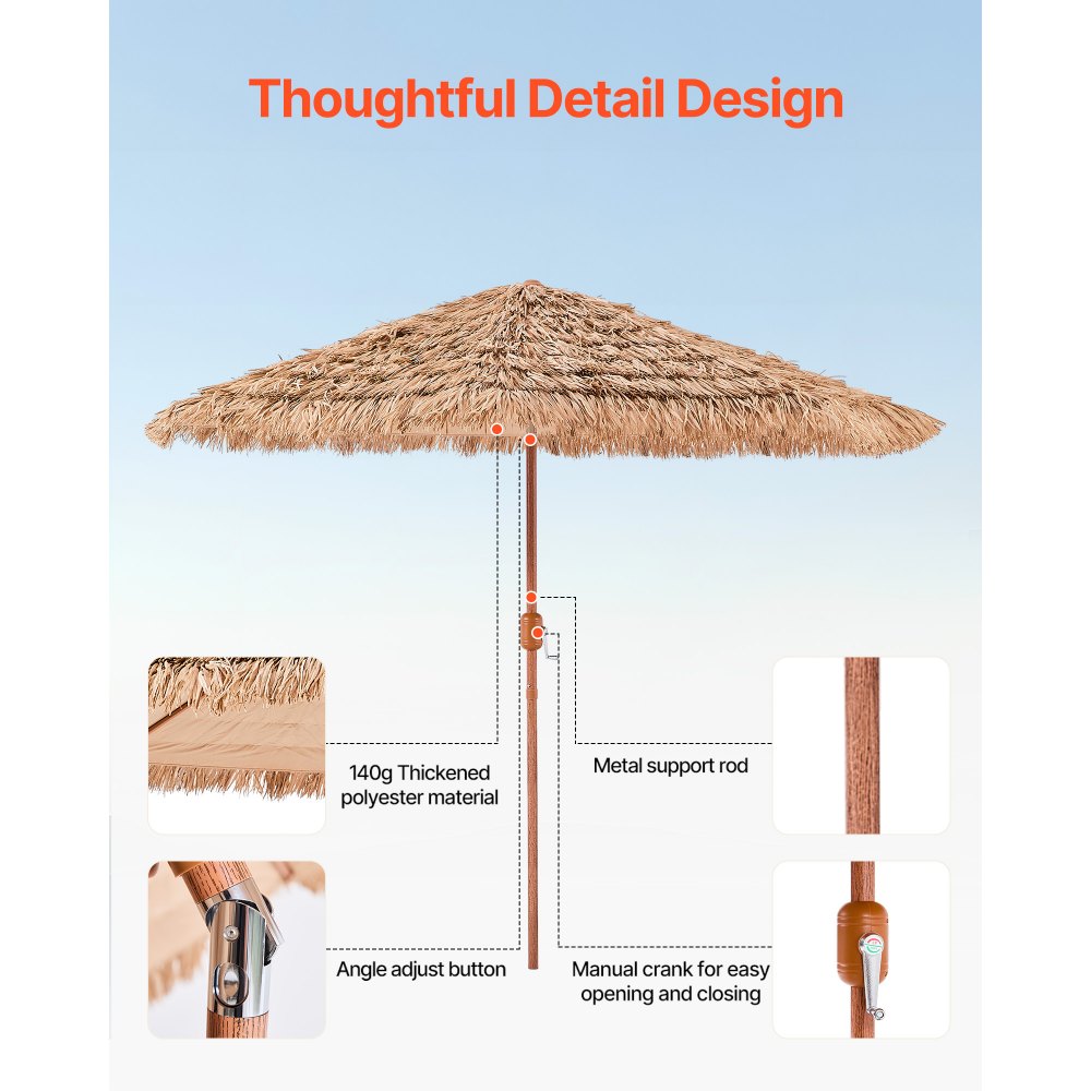 VEVOR Thatched Tiki Umbrella — Tropical Shade and Style