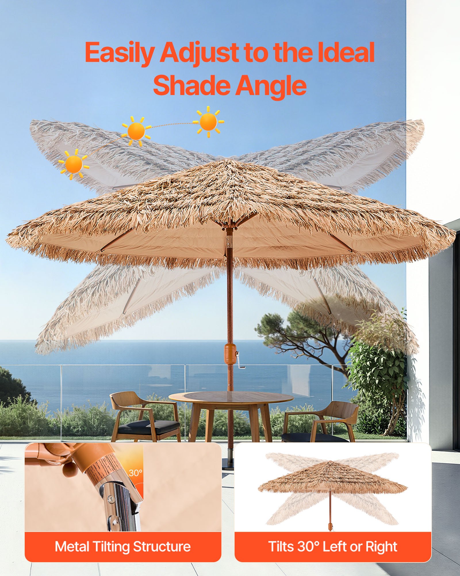 VEVOR Thatched Tiki Umbrella — Tropical Shade and Style