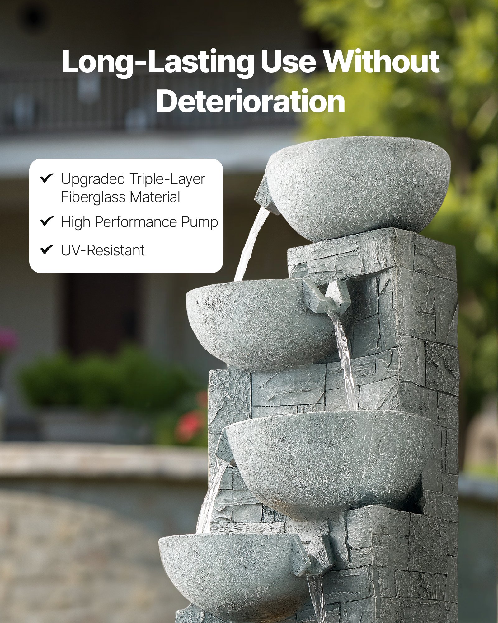 VEVOR 5 Tier Outdoor Water Fountain – 31.5 in Height, 6 FT