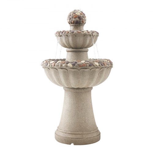Outdoor Water Fountain 2-Tier Rock Base Style 36.5 in Height Fountains ...