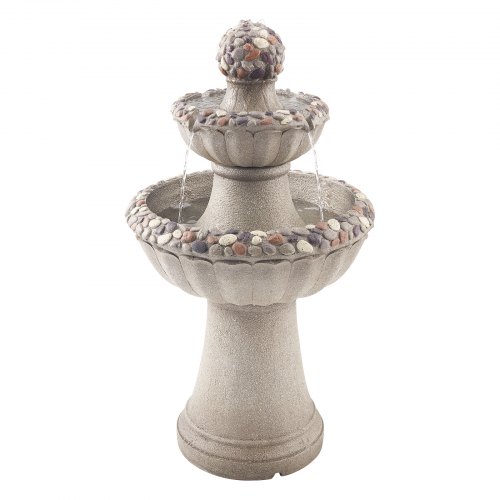 Outdoor Water Fountain 2-Tier Rock Base Style 36.5 in Height Fountains ...