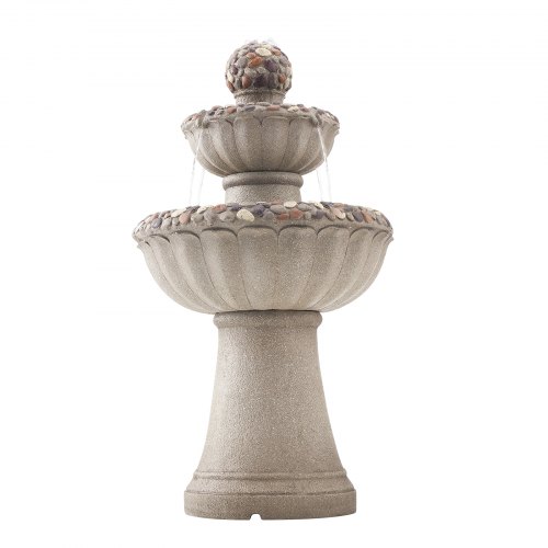 Outdoor Water Fountain 2-Tier Rock Base Style 36.5 in Height Fountains ...