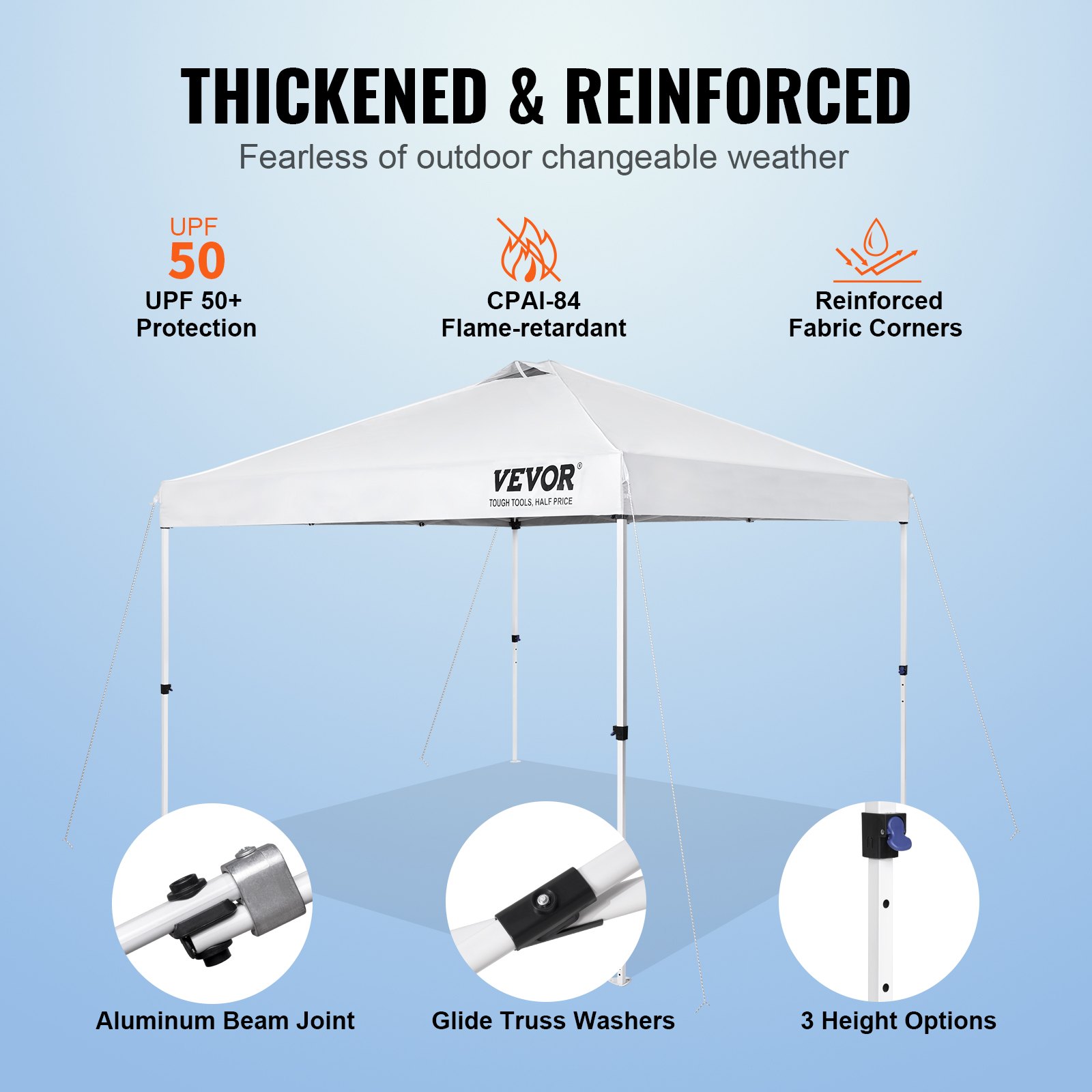 VEVOR Pop Up Canopy Tent, 10 x 10 ft, 250 D PU Silver Coated Tarp, with ...