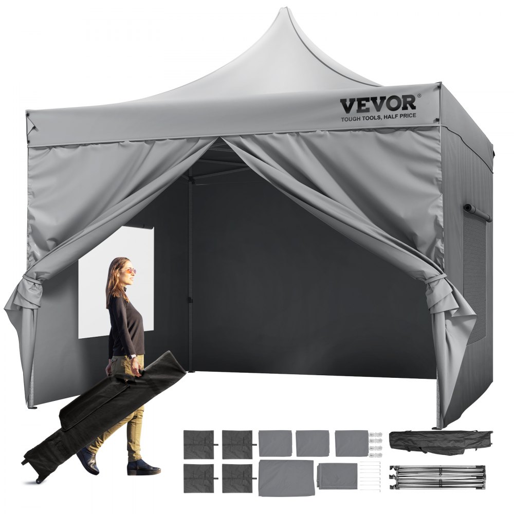 VEVOR Pop Up Canopy Tent Outdoor Gazebo Tent 10x10FT with Sidewalls ...