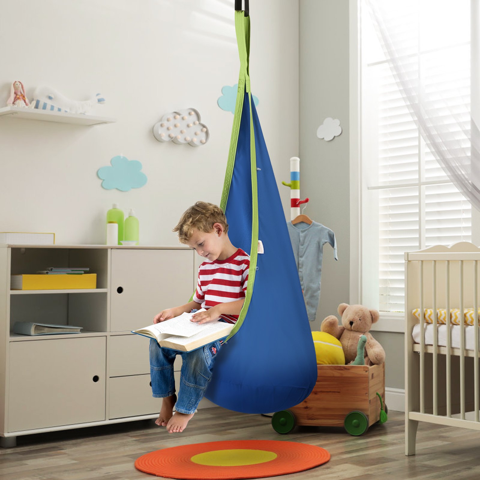 VEVOR Kids Pod Swing Seat, Hanging Hammock Chair with LED Lights ...