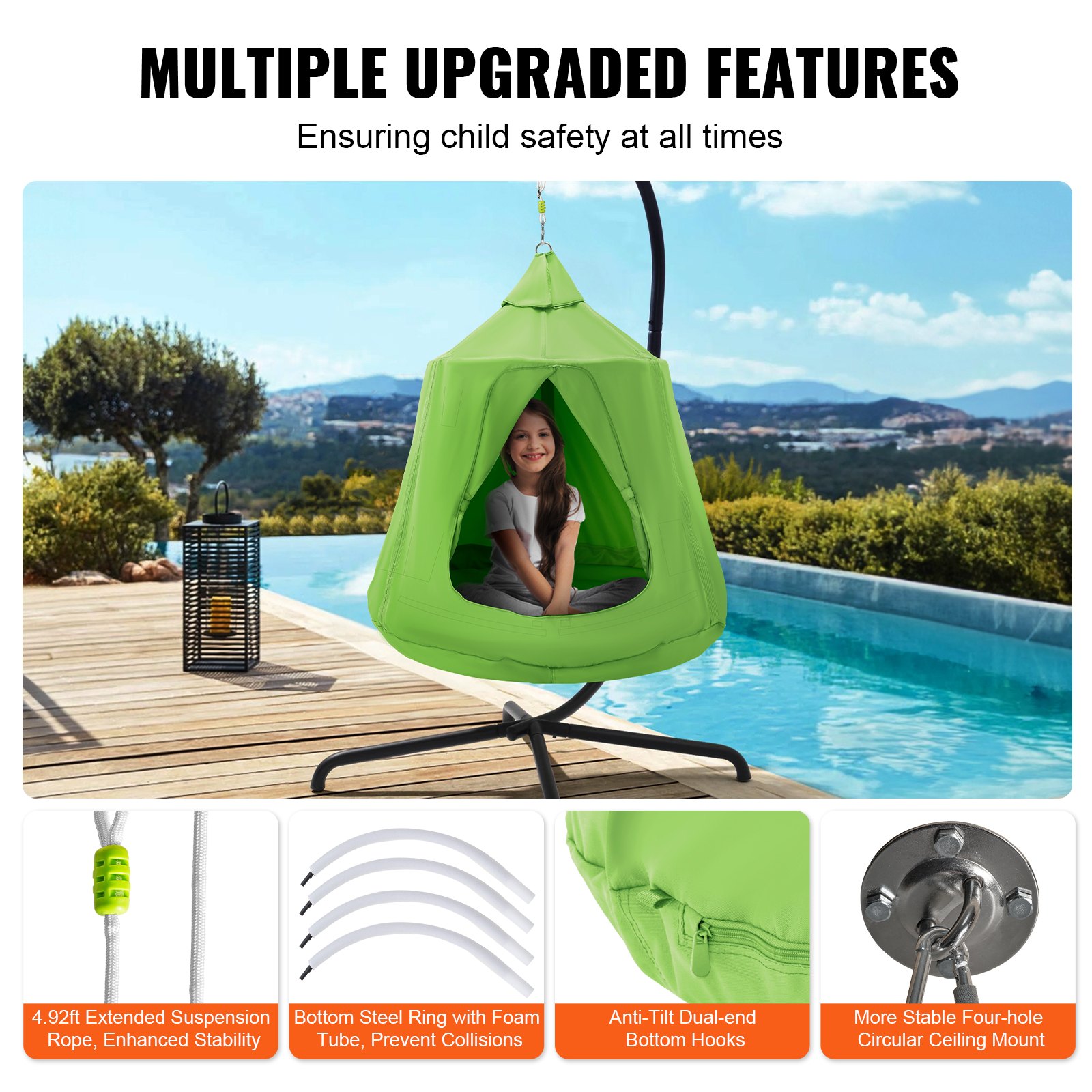 VEVOR Hanging Tree Tent, 330 LBS Capacity Hanging Tent Swing for Indoor ...