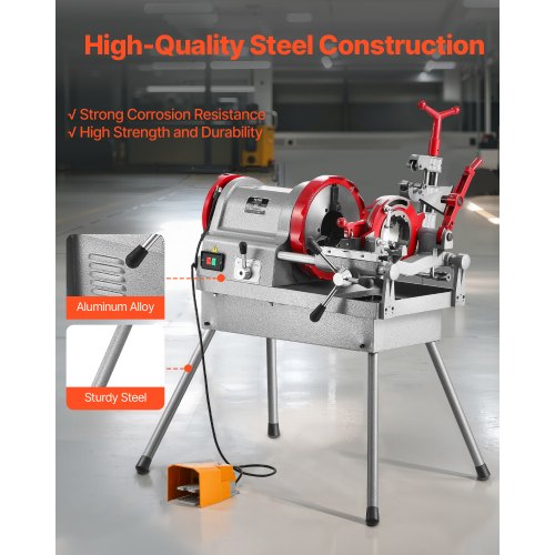 Electric Pipe Threader Machine 750W 28RPM Threading Cutter for 1/2" to 2" Pipes | VEVOR US