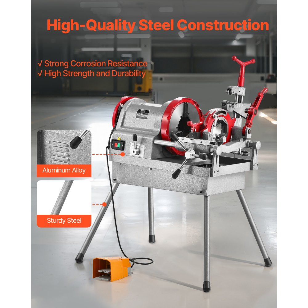 VEVOR Electric Pipe Threader Machine, 750W 28RPM Threading Cutting ...