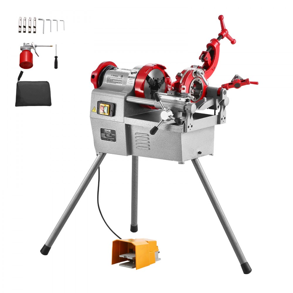 VEVOR Electric Pipe Threader Machine, 750W 28RPM Threading Cutting ...