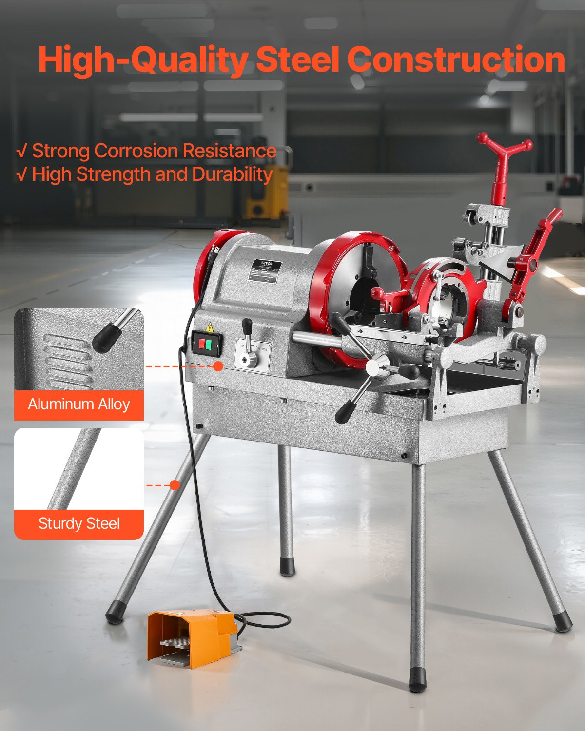 VEVOR Electric Pipe Threader Machine, 750W 28RPM Threading Cutting ...