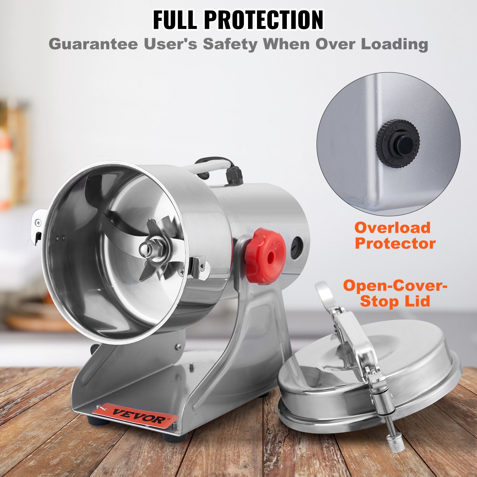 VEVOR 1000g Electric Grain Mill Grinder, 3750W High-Speed Commercial ...