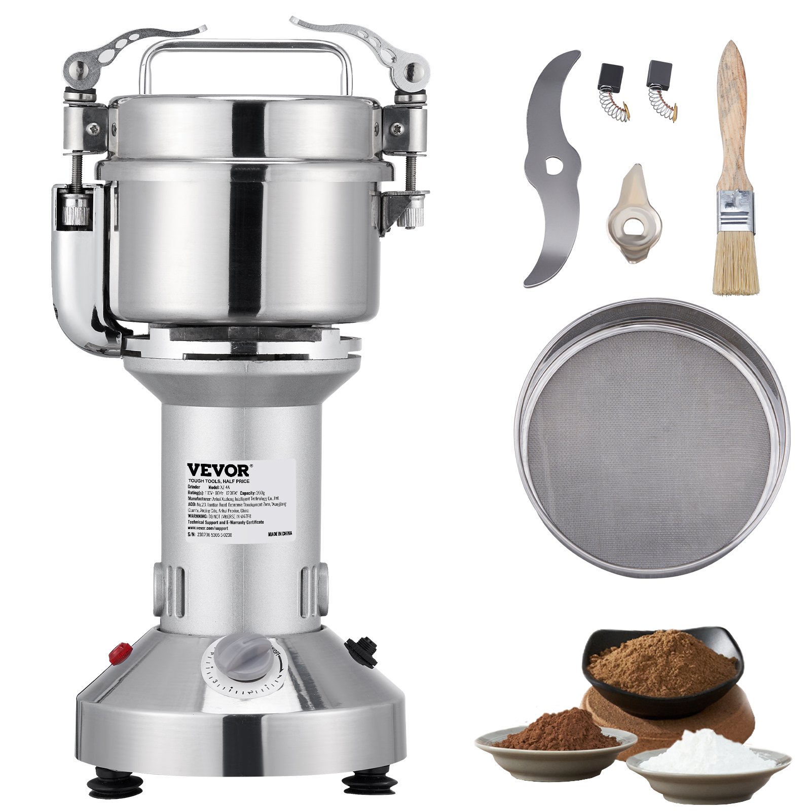 VEVOR 150g Electric Grain Mill Grinder, High Speed 1050W Commercial ...