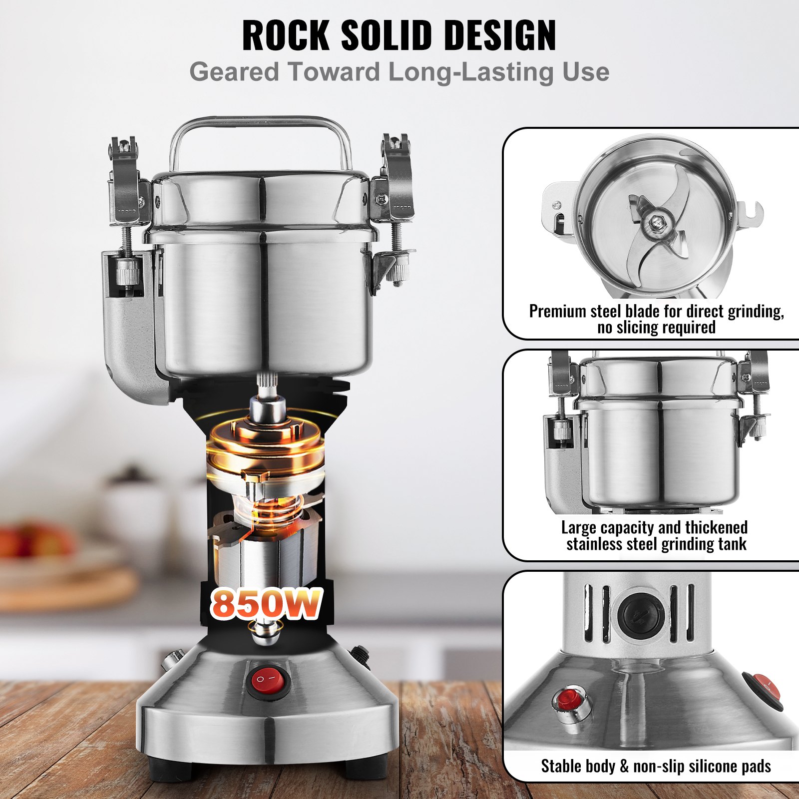VEVOR 150g Electric Grain Mill Grinder, High Speed 850W Commercial ...