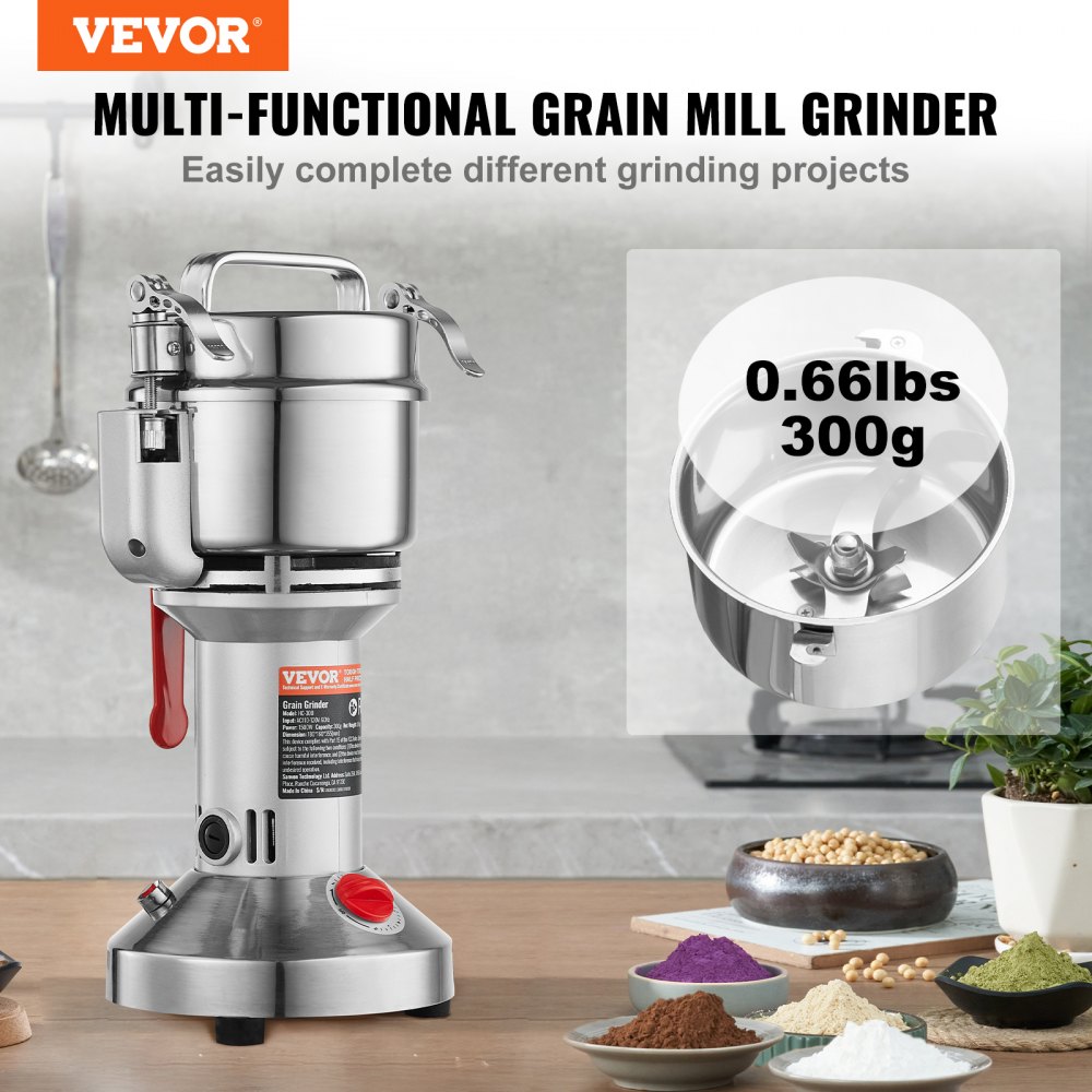 VEVOR 300g Commercial Spice Grinder Electric Grain Mill Grinder High ...