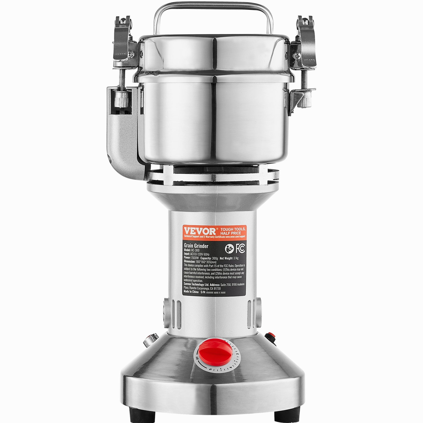 VEVOR 300g Electric Grain Mill Grinder, High Speed 1500W Commercial ...