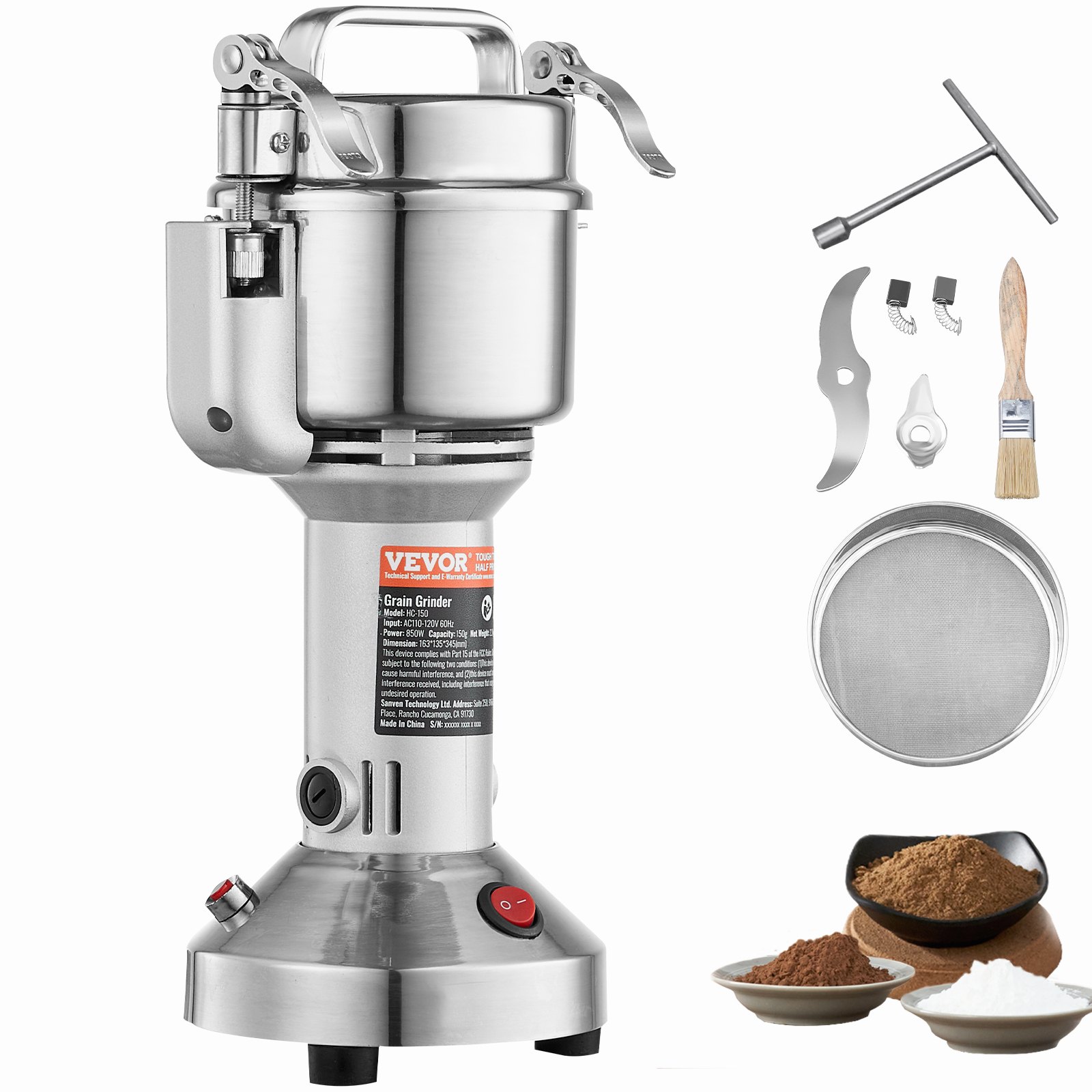 VEVOR 750g Electric Grain Mill Grinder, High Speed 2000W Commercial ...