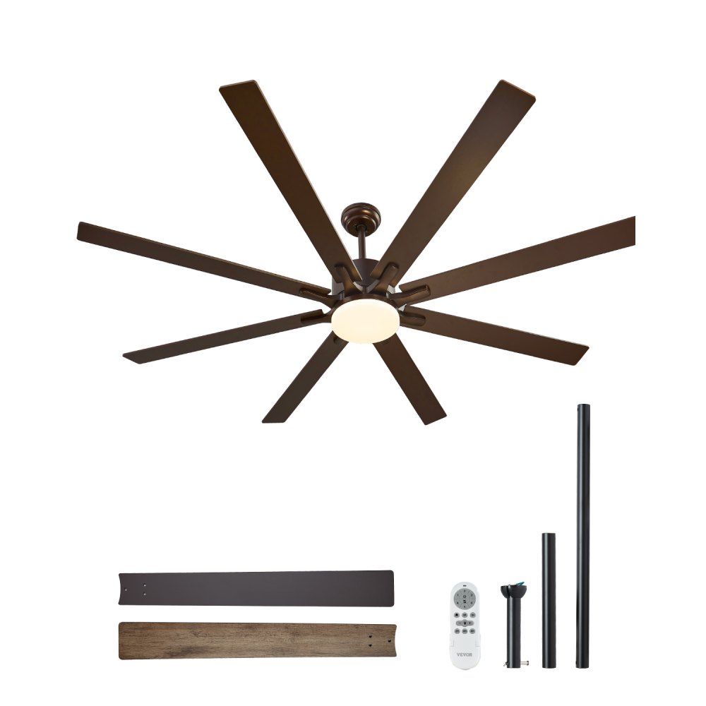 72 Inch Ceiling Fan with Light 6-Speed Remote Control Reversible Motor ...