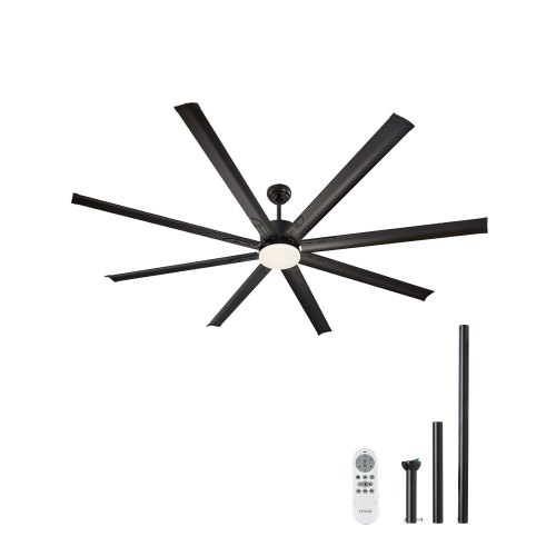 VEVOR 84 Inch Ceiling Fan with Light, 6-Speed Remote Control, Dimmable ...