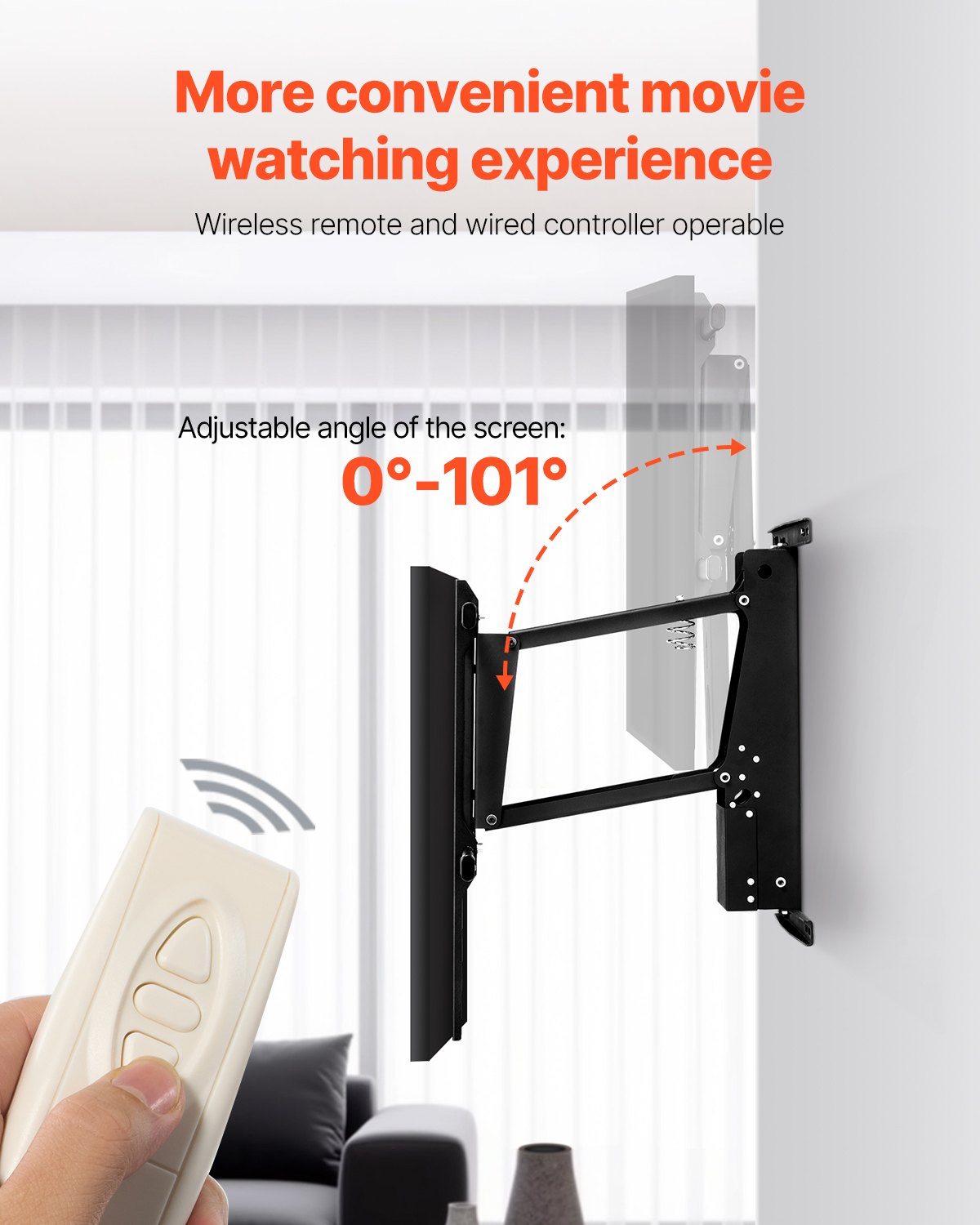 VEVOR Motorized TV Wall Mount with Remote Control - 65” TV