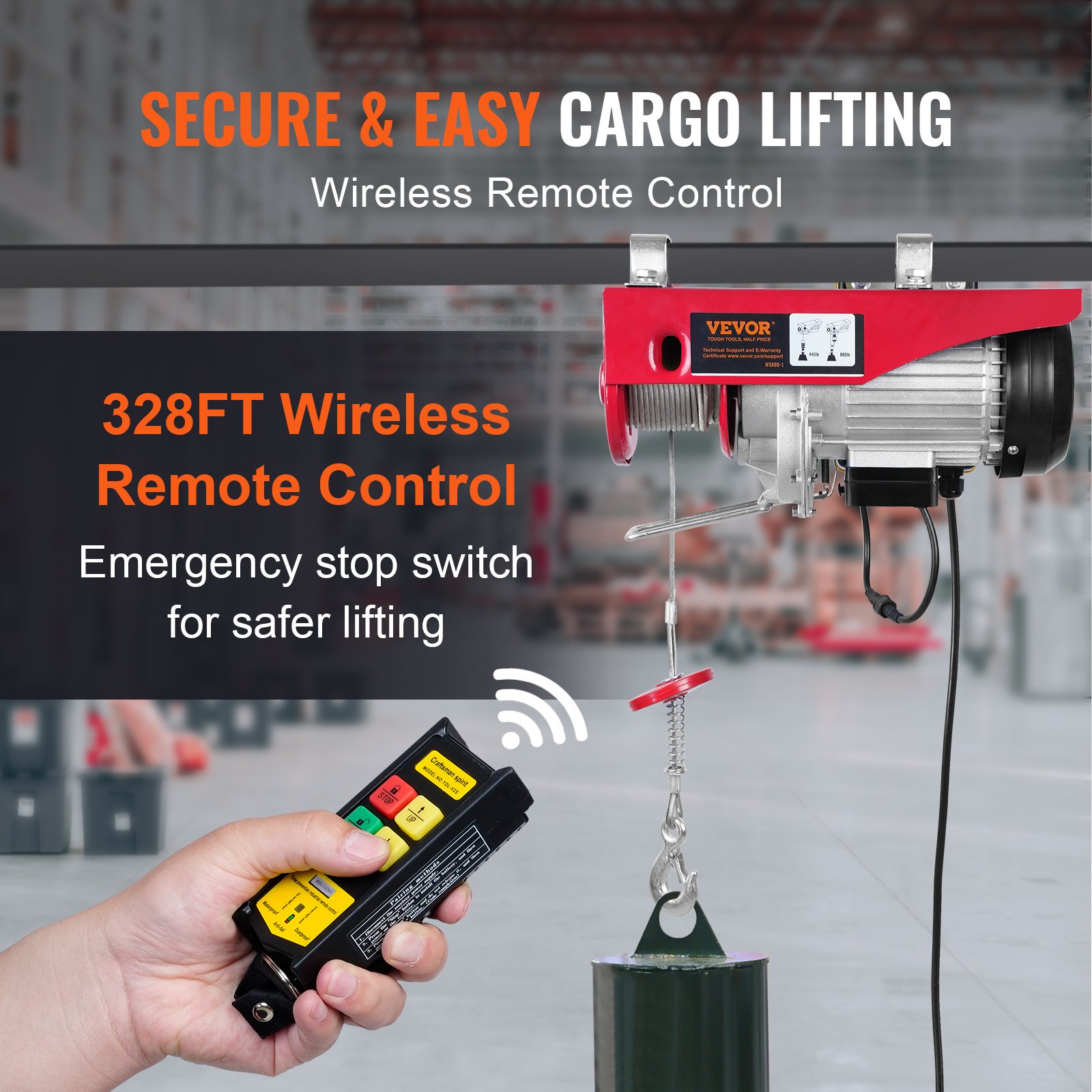 VEVOR 880lbs Wireless Remote Control Electric Hoist ,Electric Hoist ...