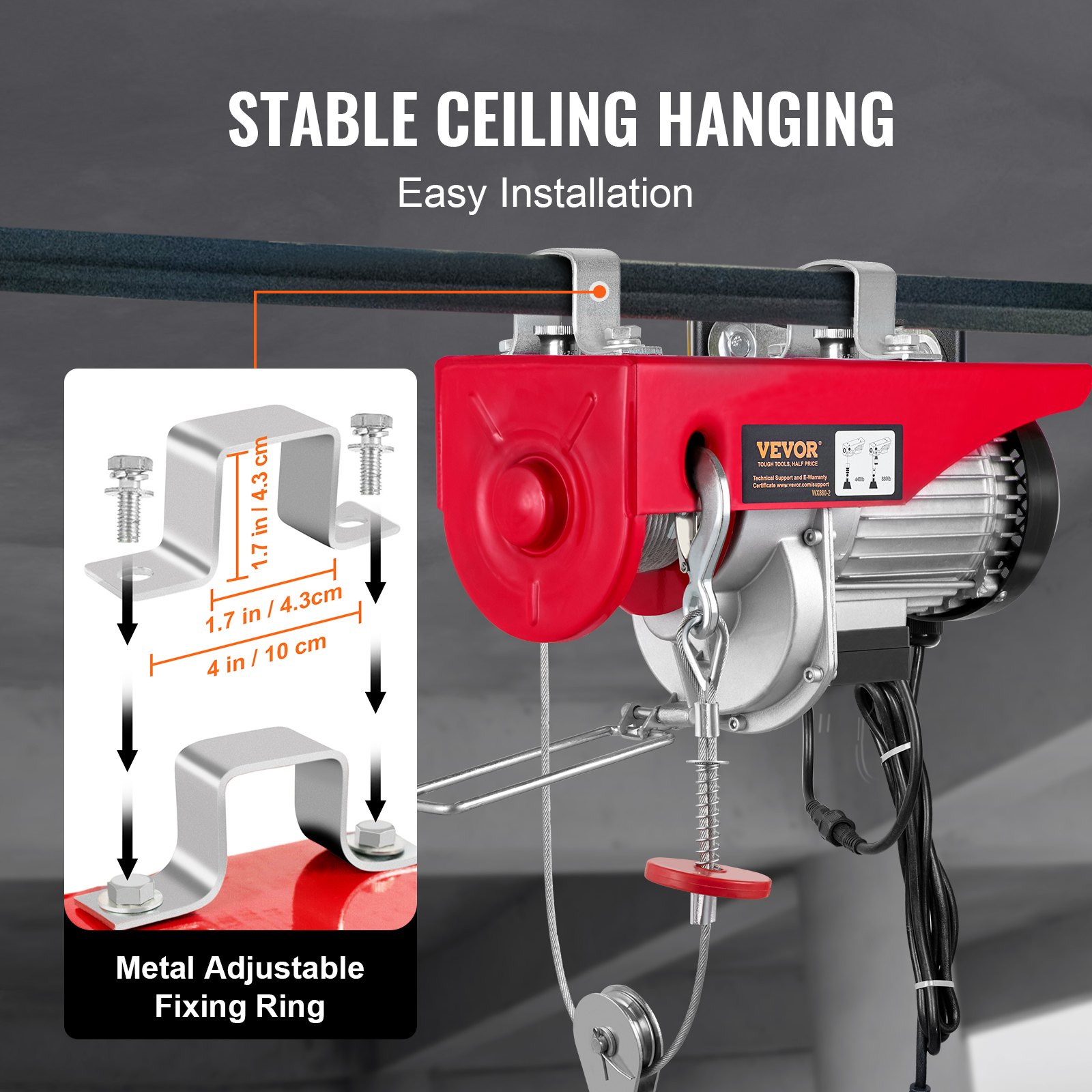 VEVOR 880lbs Wireless Remote Control Electric Hoist ,Electric Hoist ...