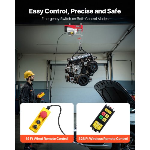 VEVOR Electric Hoist, 2200 lbs 120V Electric Winch with 328 ft Wireless ...