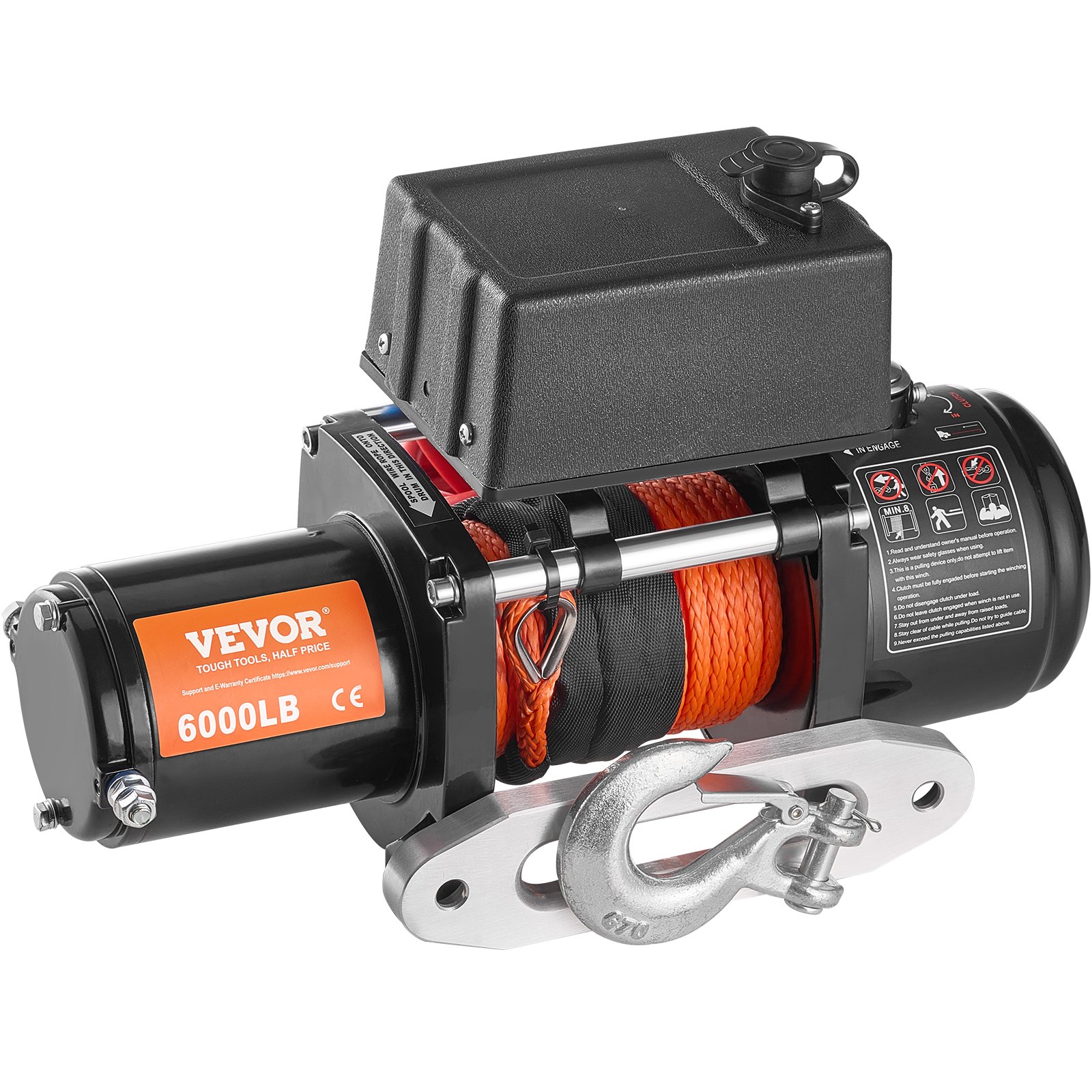 VEVOR Electric Winch, 2722 kg, 12V DC Truck Winch with Φ0.6x1676.4 cm ...