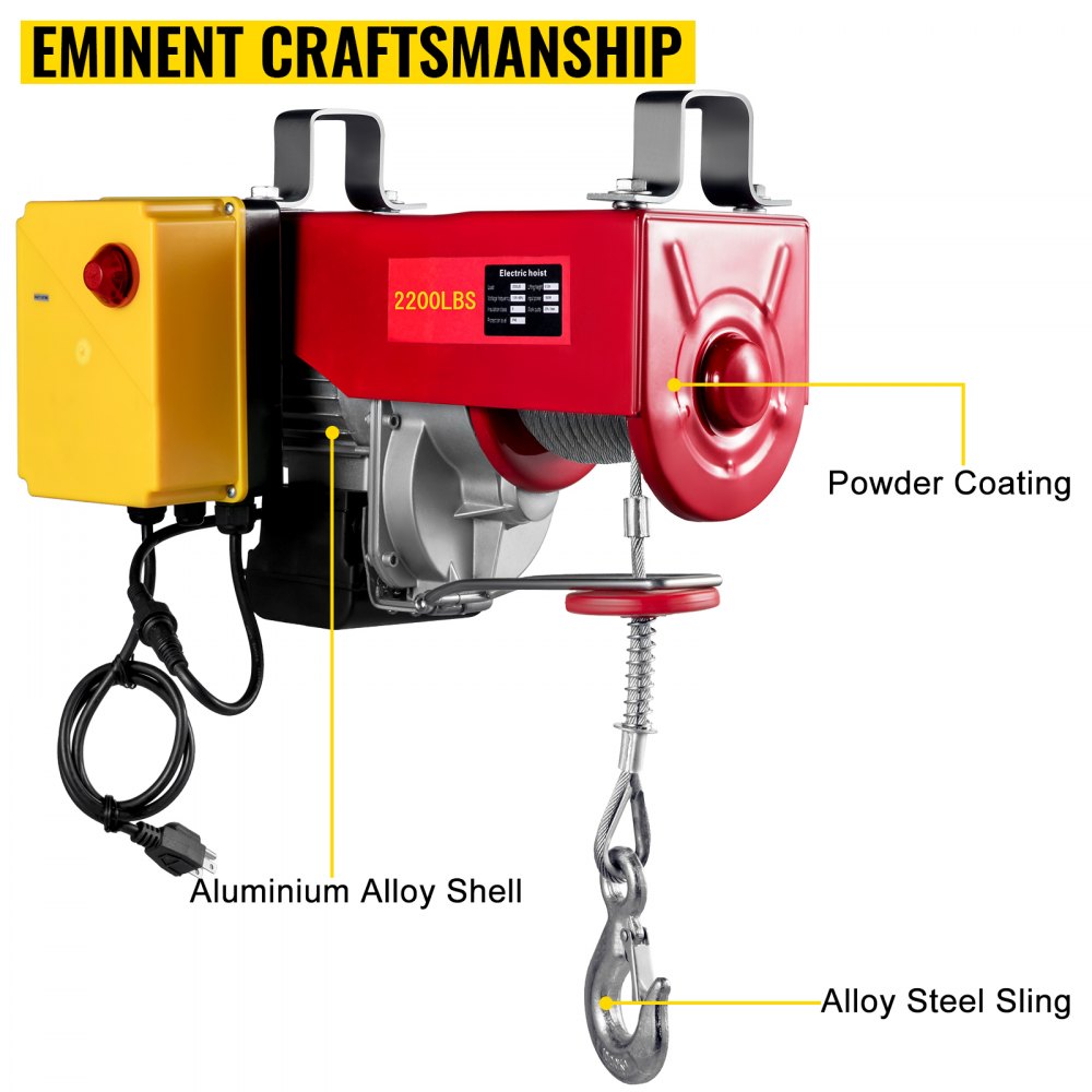 VEVOR Electric Hoist, 2200LBS Electric Winch, Steel Electric Lift, 110V ...