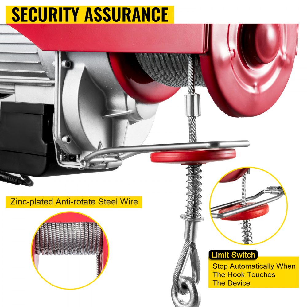 VEVOR Electric Hoist, 2200LBS Electric Winch, Steel Electric Lift, 110V ...