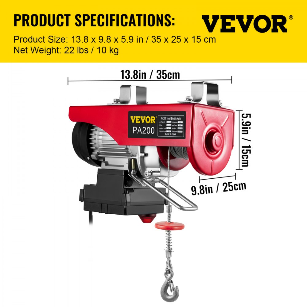 Electric Hoist , 880 Lbs Automatic Lift Electric Cable Hoist With ...