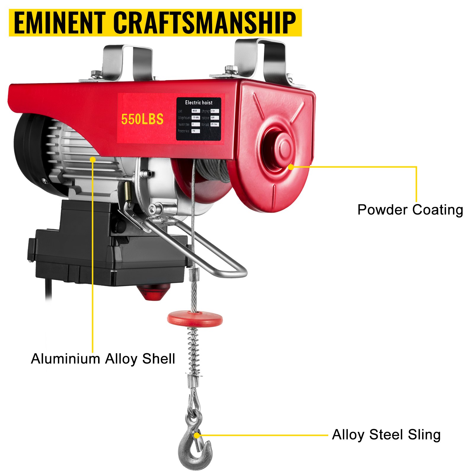 VEVOR Electric Hoist 550LBS With Wireless Remote Control & Single ...