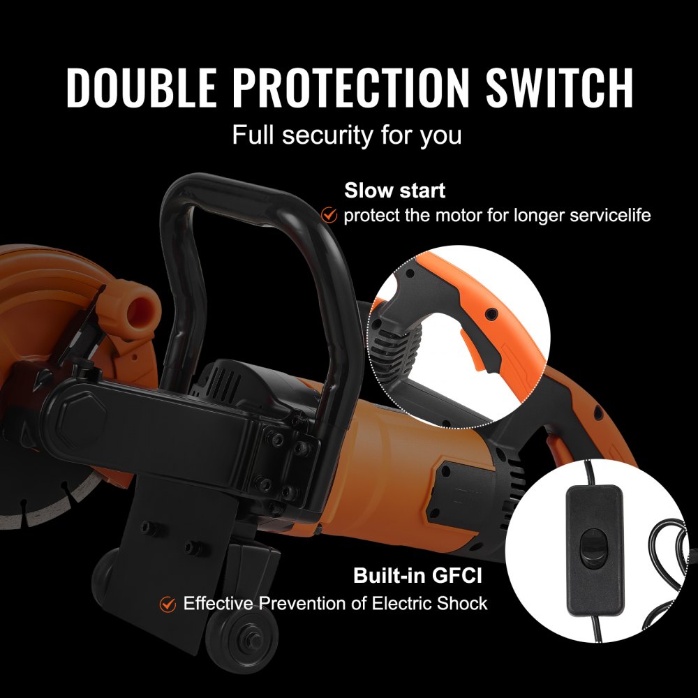 VEVOR Electric Concrete Saw, 7 in Circular Saw Cutter, 2000 W High ...