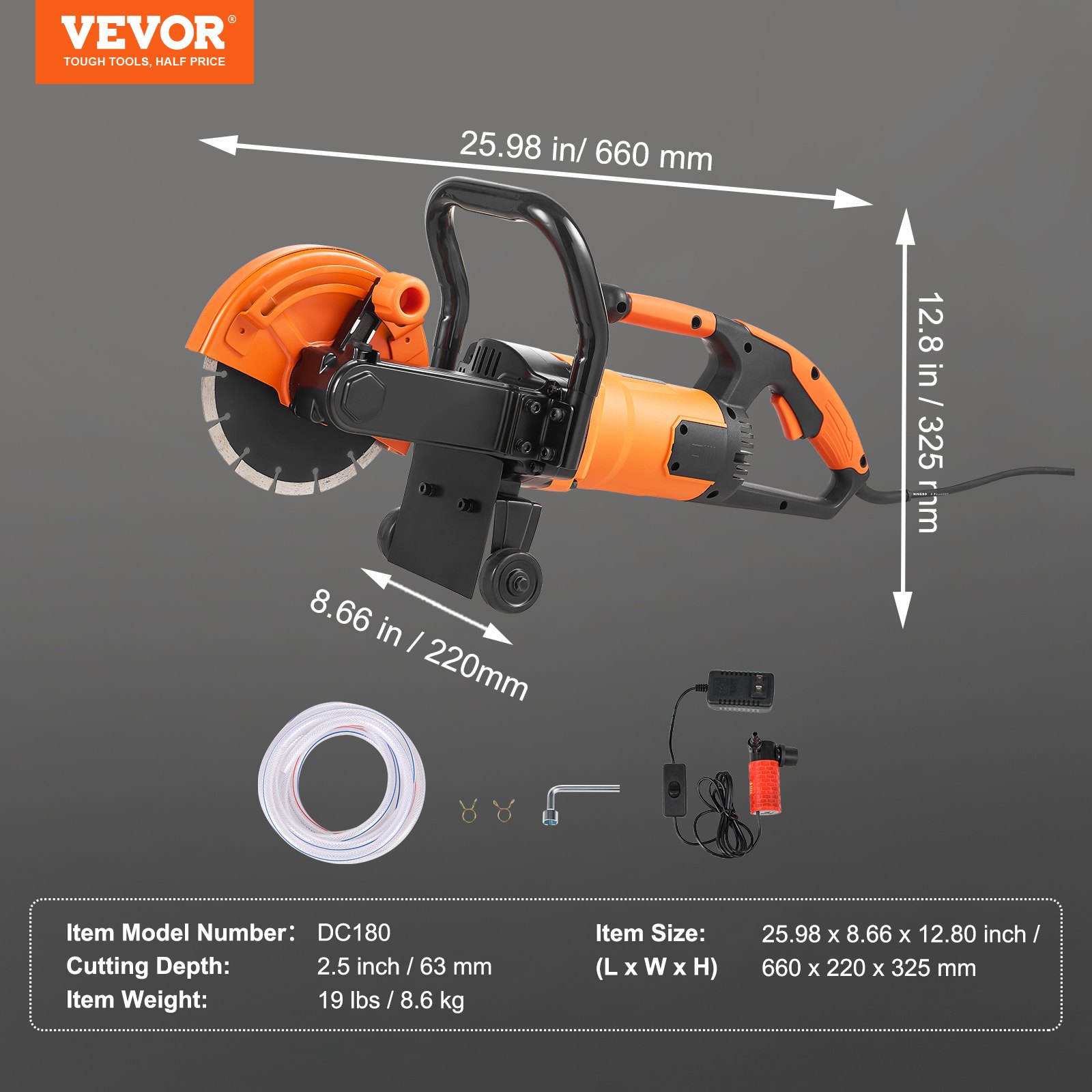 VEVOR Electric Concrete Saw, 7 in Circular Saw Cutter, 2000 W High ...