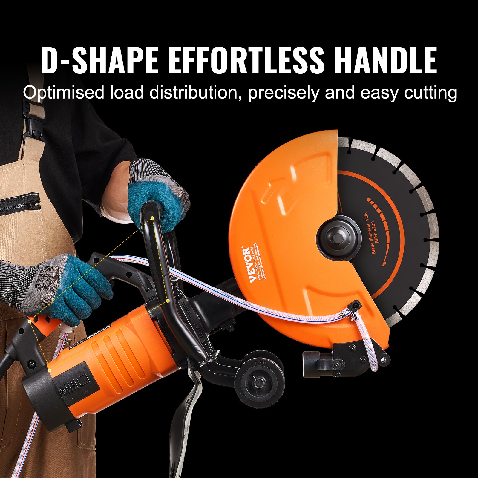 VEVOR Electric Concrete Saw, 12 in, 1800 W 15 A Motor Circular Saw ...