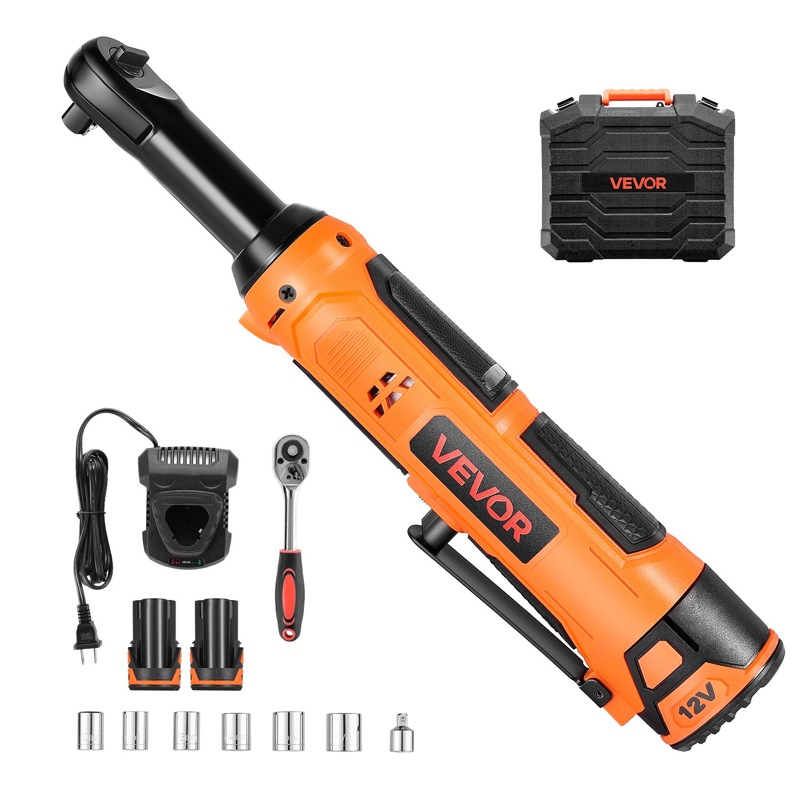VEVOR Cordless Ratchet Wrench, 3/8 inch Drive, 230 RPM, up to 33 ft-lbs ...