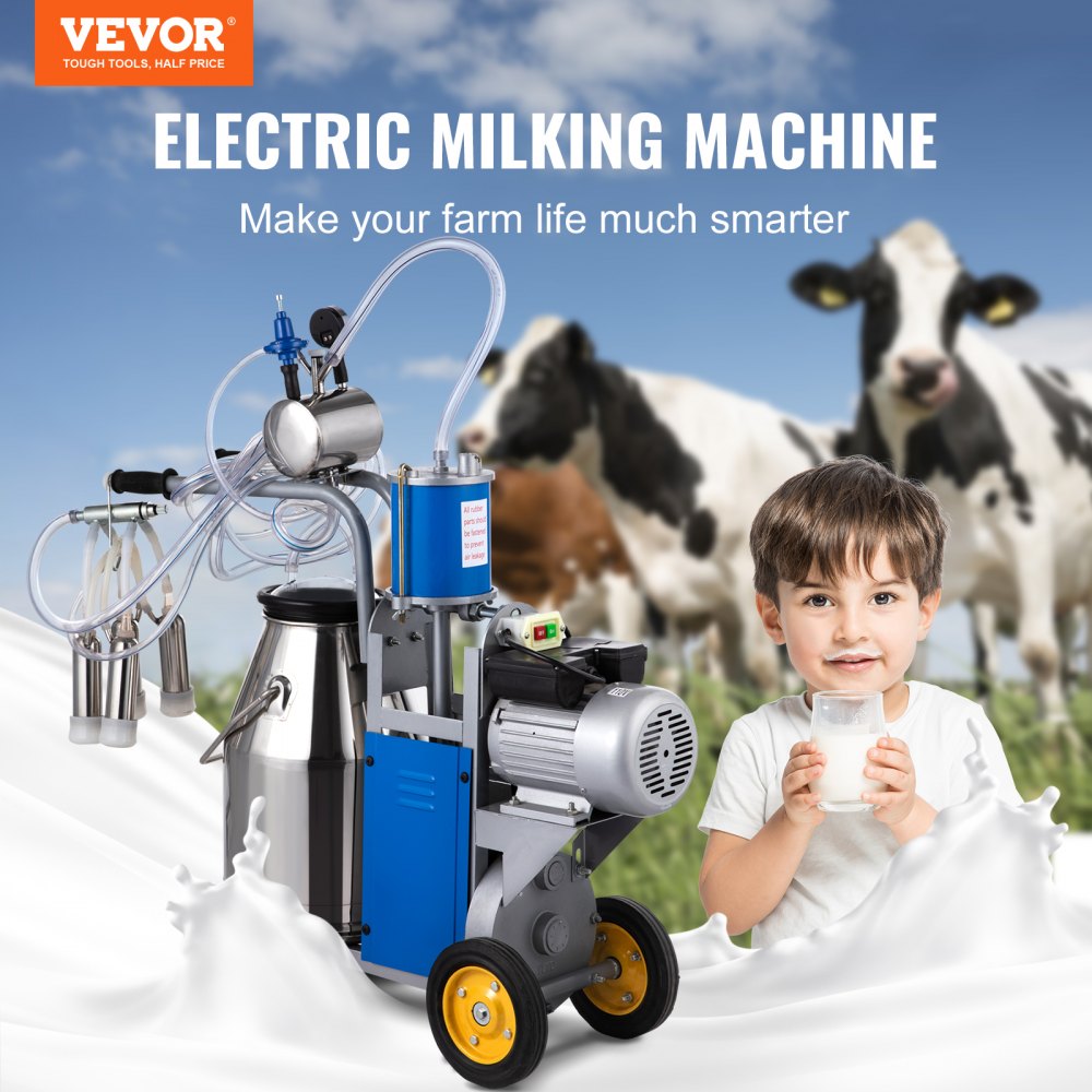 VEVOR Electric Cow Milking Machine, 1440 RPM 10-12 Cows Per Hour ...