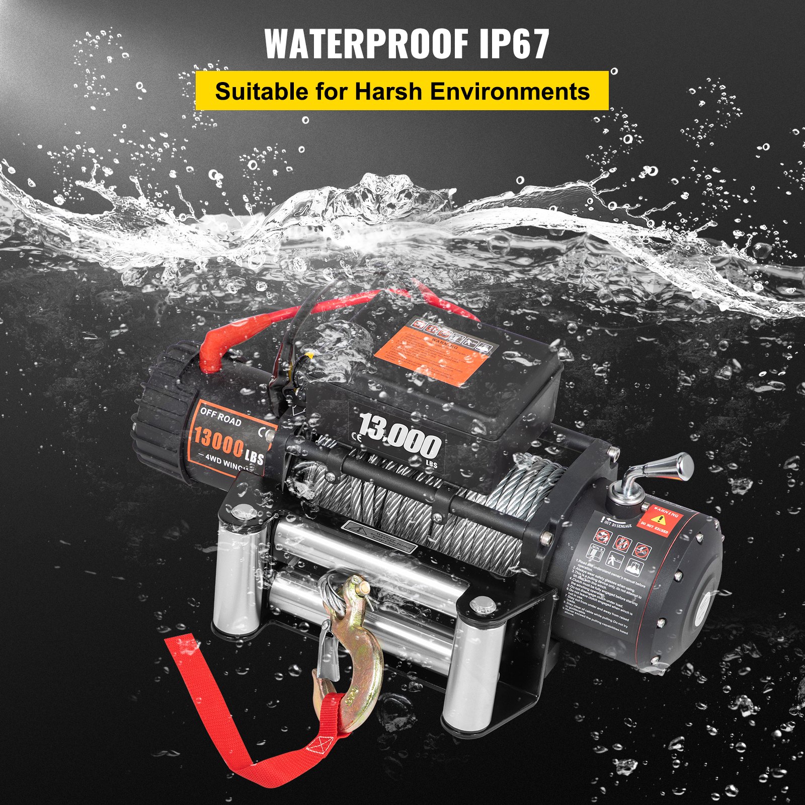 VEVOR Truck Winch 13000lbs Electric Winch 26m/85ft Cable Steel 12V Power Winch Jeep Winch with ...