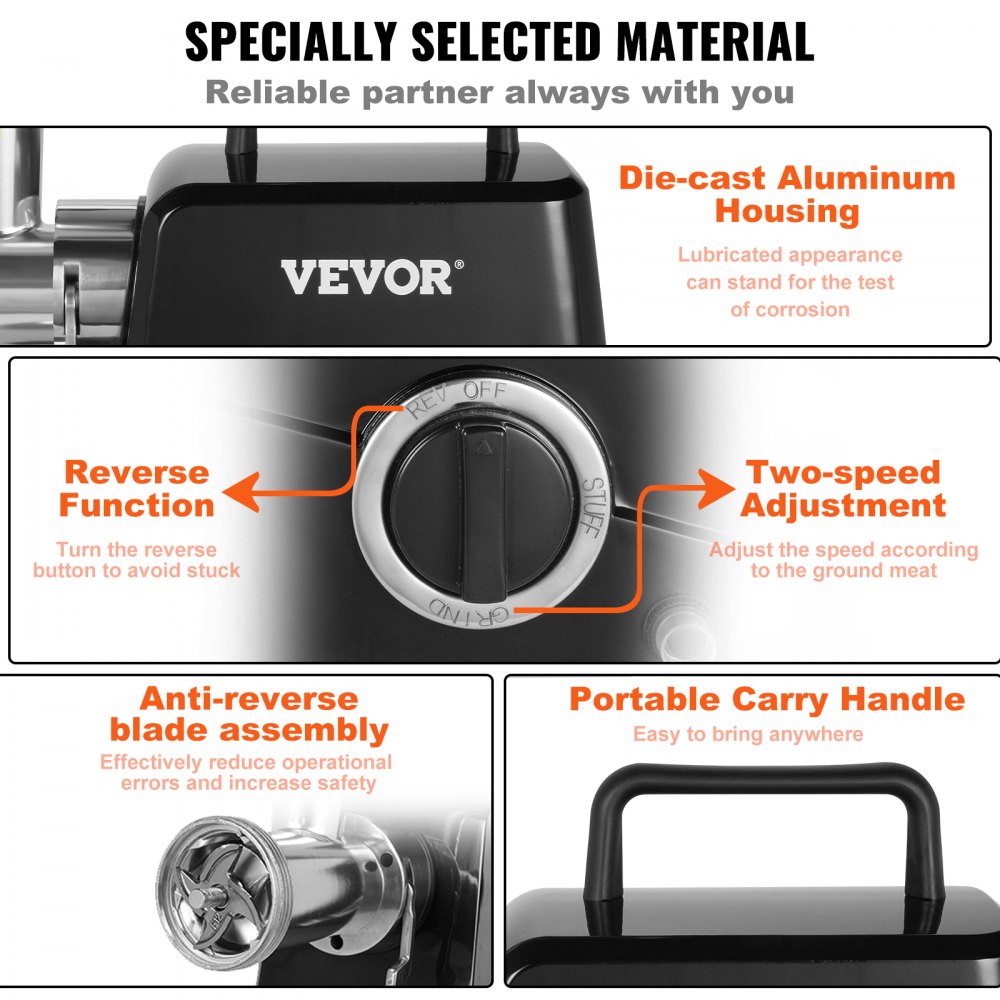 VEVOR Electric Meat Grinder, 419 Lb/H Capacity, 575W（1100W MAX ...