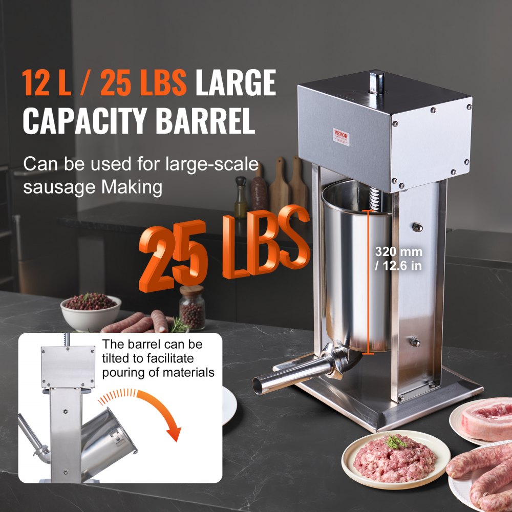 VEVOR Electric Sausage Stuffer 12 L Vertical Meat Stuffer 304 Stainless ...