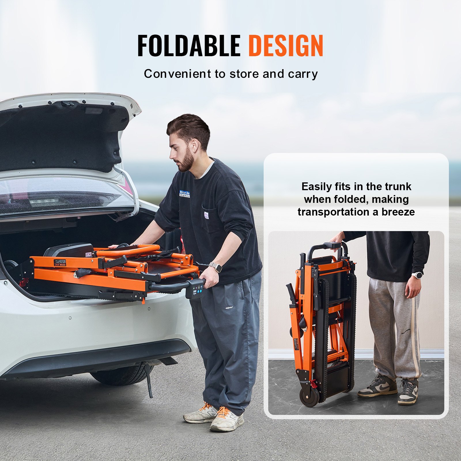 VEVOR Electric Stair Chair, 450 lbs Load Capacity, Foldable Emergency ...