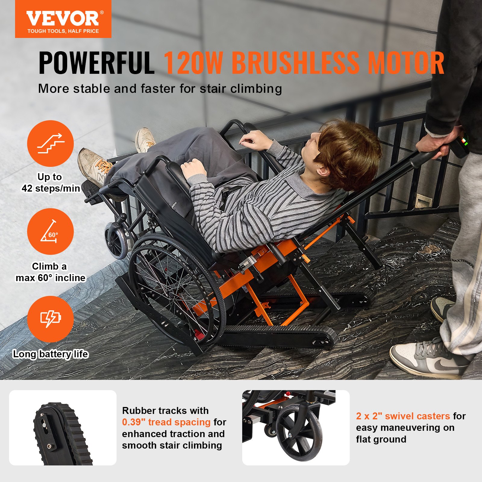 VEVOR Electric Stair Climbing Hand Truck, 450 lbs Load Capacity ...